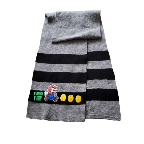 Nintendo | Accessories | Nintendo Super Mario Scarf Black And Grey ...